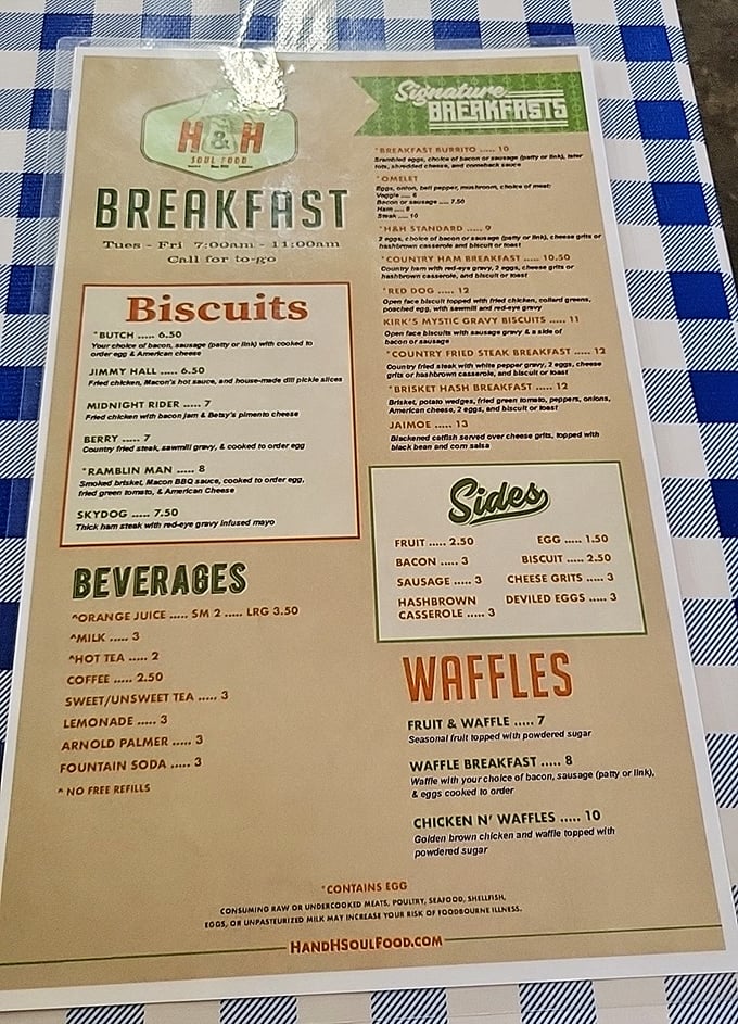 This isn't just a menu—it's a roadmap to happiness with biscuits named after midnight rides and ramblin' men.