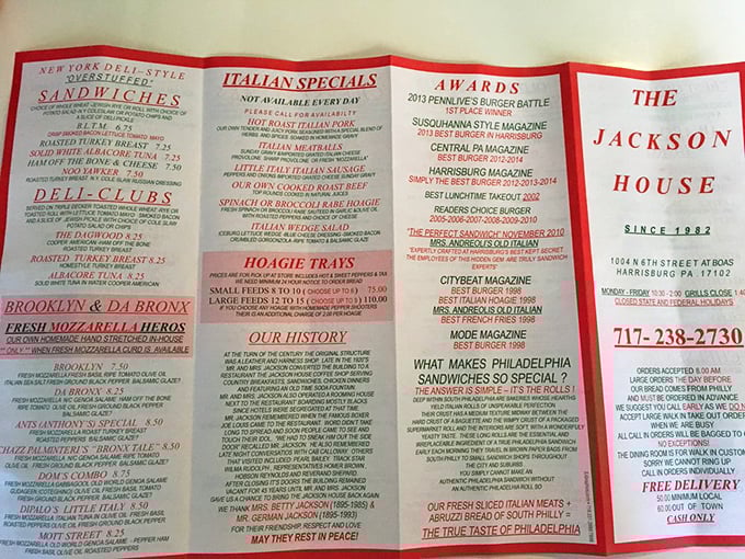 This menu isn't just a list of options—it's a roadmap to sandwich nirvana, with awards to prove they're not just bragging.