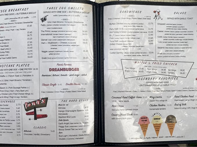 Reading this menu is like flipping through a greatest hits album of American comfort food. The only difficult part is deciding which classic deserves your undivided attention.