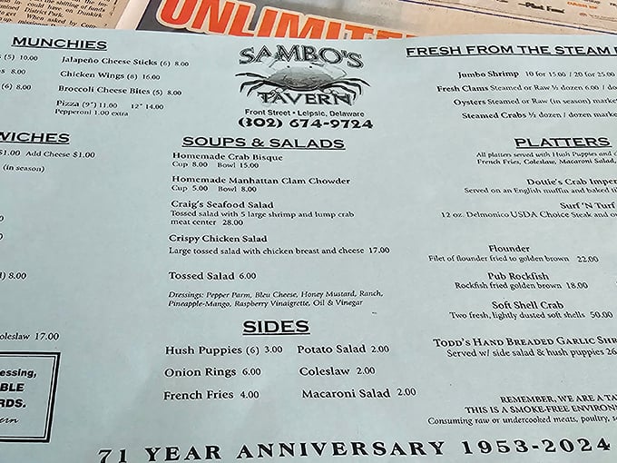 Fresh from the steamer to your table - this menu celebrates seven decades of coastal culinary excellence.