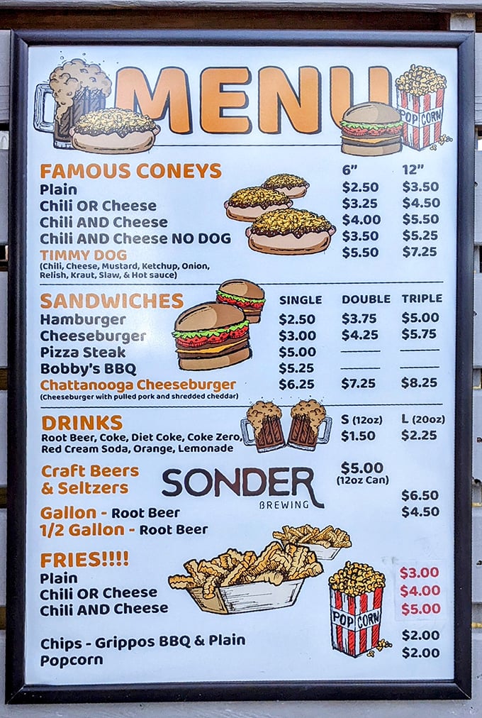 That menu board reads like a love letter to everything your cardiologist warned you about – and it's beautiful.