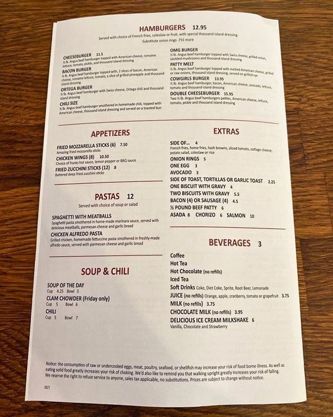 The menu at Cowgirls Cafe reads like a love letter to comfort food classics—each option more tempting than the last.