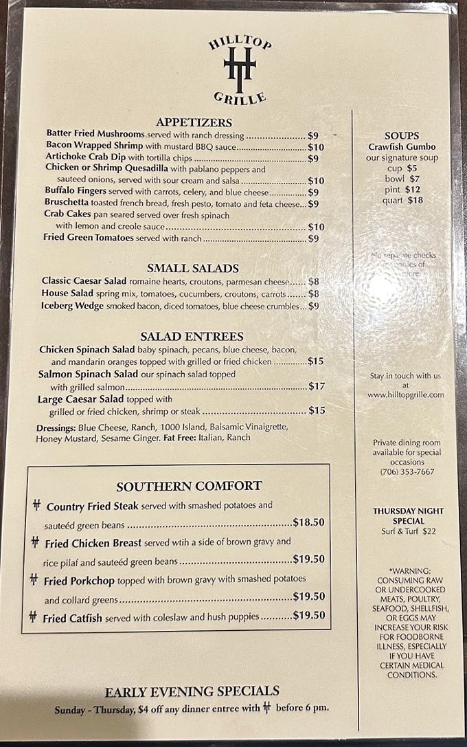 The menu reads like a love letter to Southern cuisine with steakhouse flair—decisions have never been so deliciously difficult.