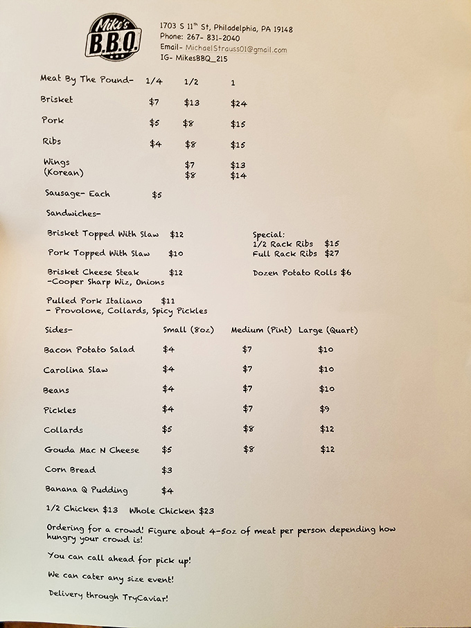 This menu isn't just a list—it's a roadmap to happiness. The brisket cheesesteak with Cooper Sharp might be the most Philadelphia thing since Rocky ran those steps.