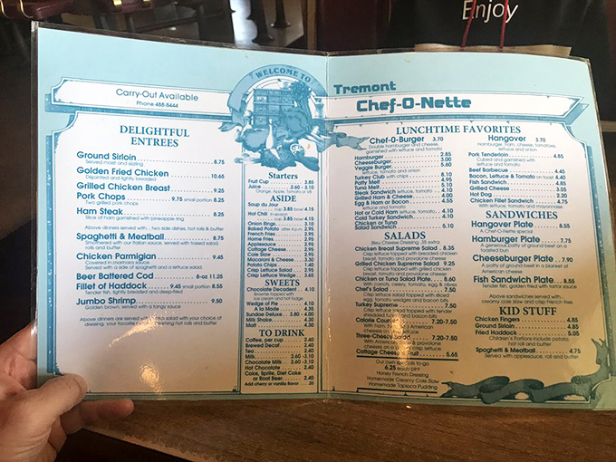 This menu isn't just a list of food—it's a historical document showcasing what Americans have loved eating for generations, without a kale smoothie in sight.