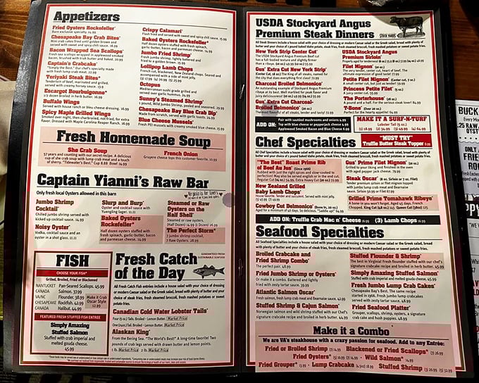 A menu that doesn't require a translator—just straightforward steakhouse excellence with seafood that doesn't play second fiddle. Captain Yianni's Raw Bar section alone deserves its own fan club.