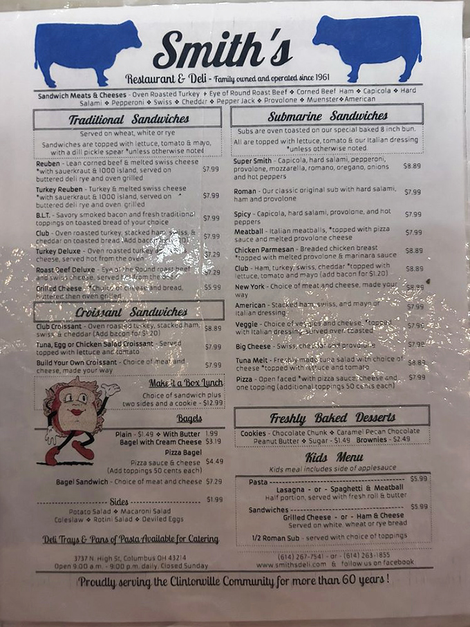 This menu reads like a love letter to the lost art of sandwich craftsmanship and comfort.