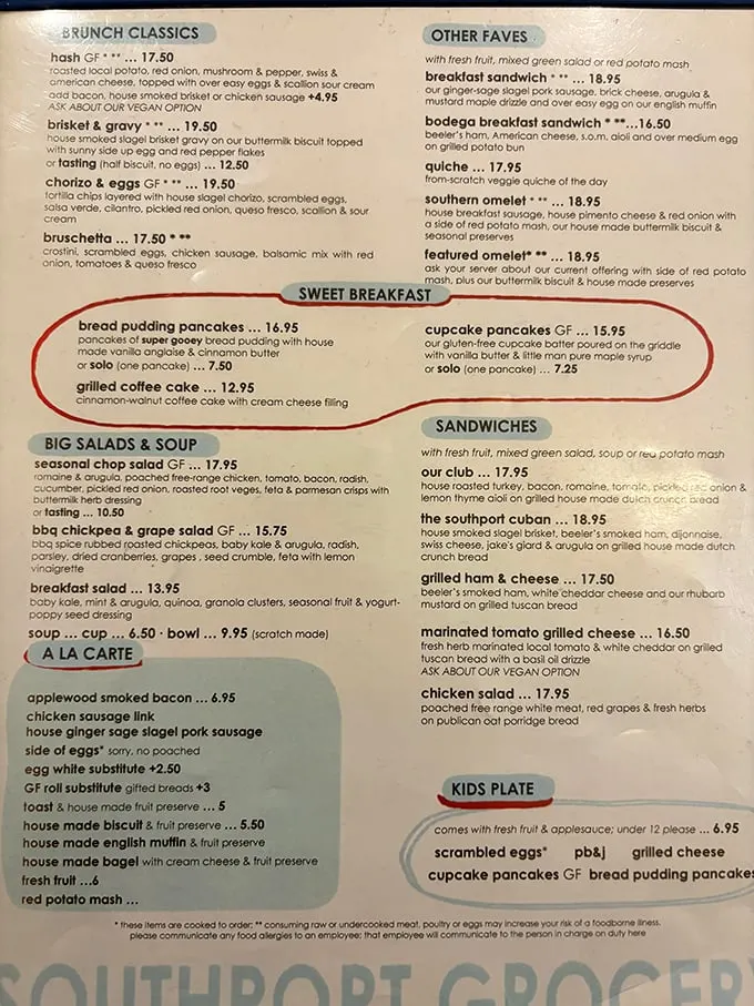 The menu's red circle around "Sweet Breakfast" isn't just a suggestion—it's the local equivalent of finding the treasure map's big X.