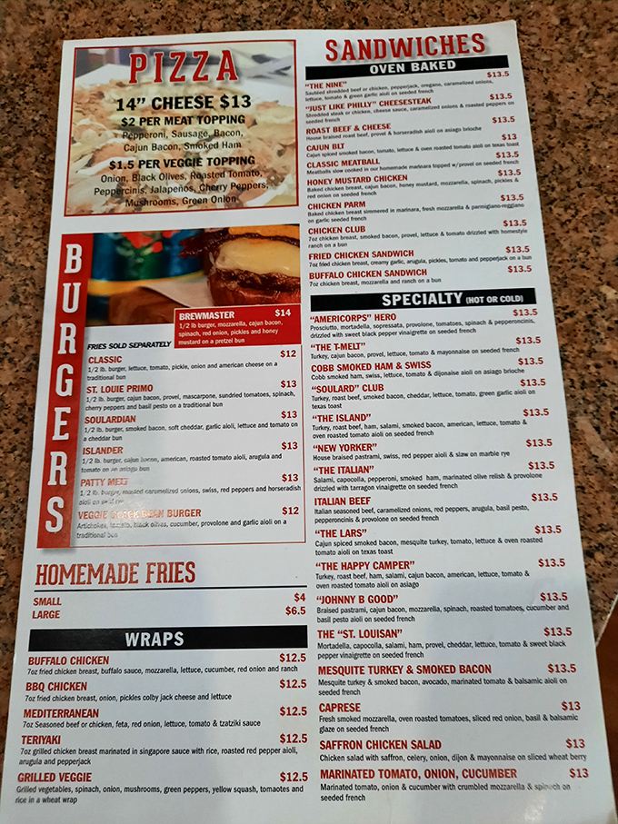 A menu that reads like poetry for sandwich lovers and comfort food enthusiasts everywhere.