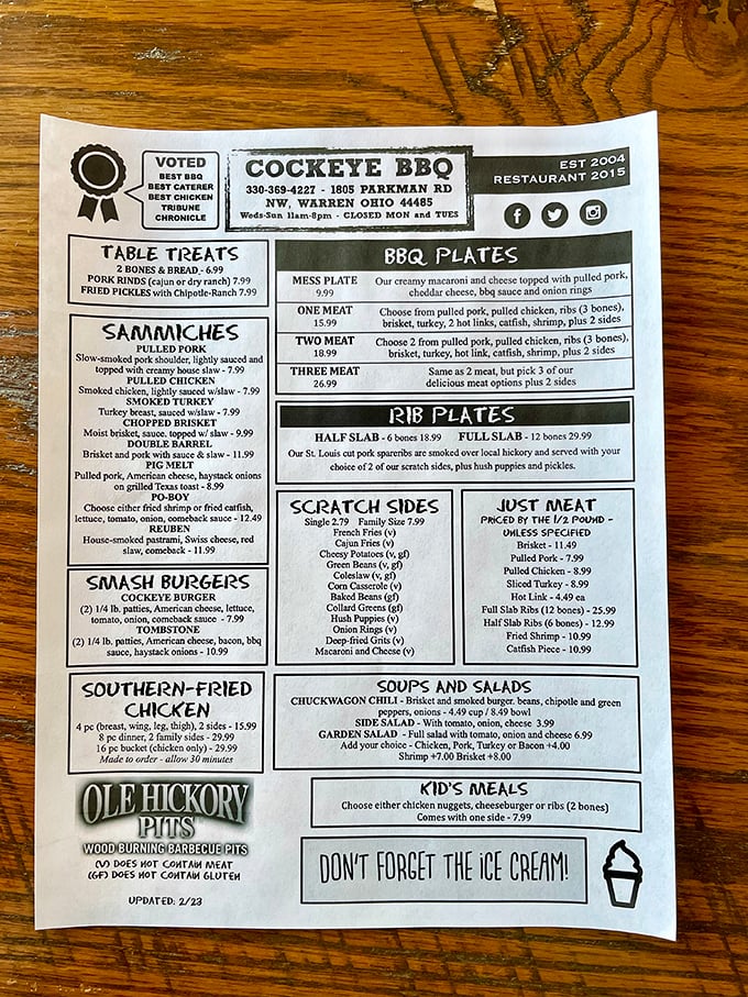 This menu isn't just a list of options—it's a roadmap to happiness. Notice how "Don't Forget The Ice Cream!" sits at the bottom like a delicious afterthought.