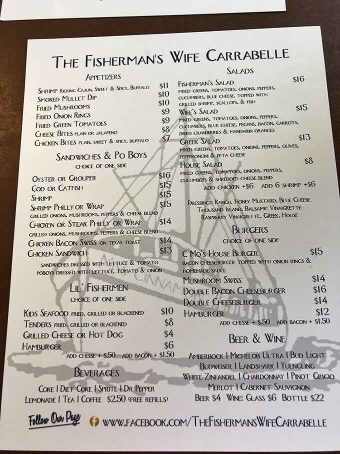 The menu reads like a love letter to the Gulf – straightforward offerings where seafood is the undisputed star of this culinary show.