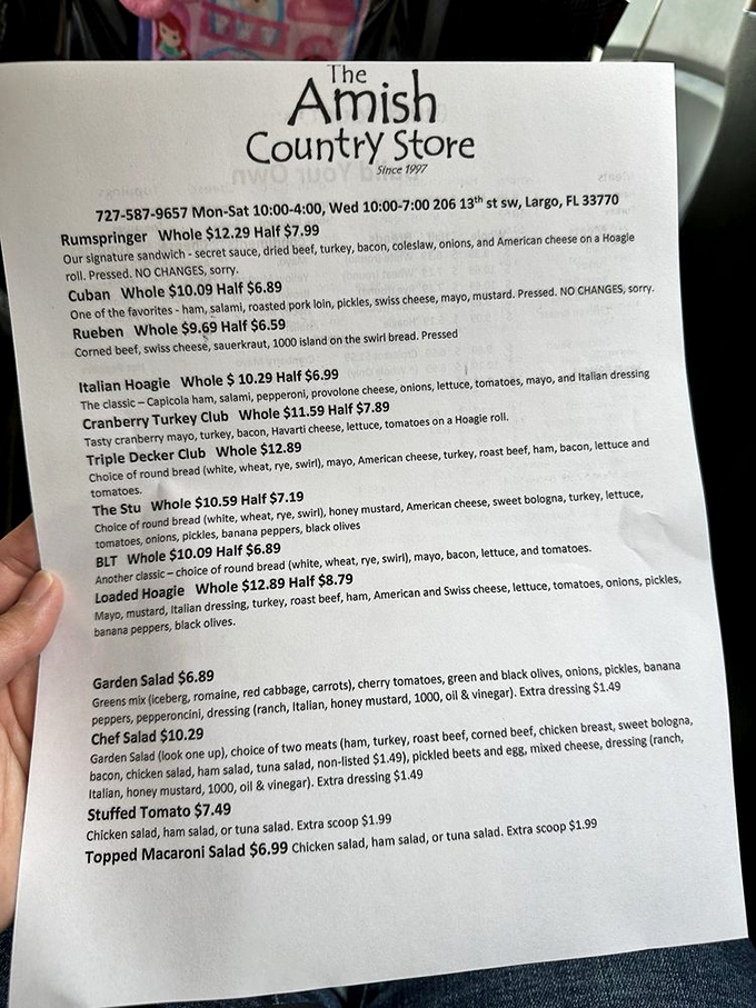 This menu isn't just a list of options – it's a roadmap to happiness. The Rumspringer sandwich alone is worth canceling your afternoon plans for.