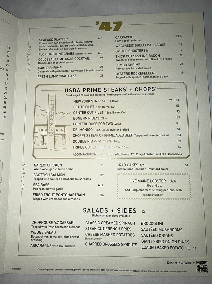 The menu reads like poetry for carnivores – USDA Prime steaks aged 28 days and prepared "Pittsburgh-style" with a charred exterior that seals the deal.