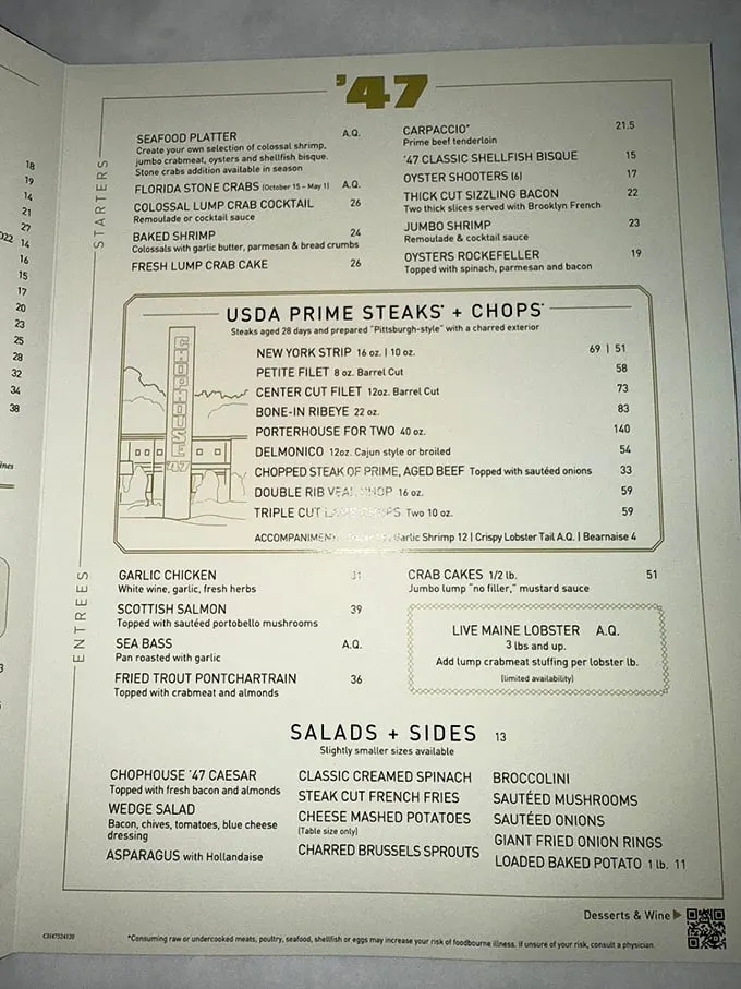 The menu reads like poetry for carnivores – USDA Prime steaks aged 28 days and prepared "Pittsburgh-style" with a charred exterior that seals the deal.
