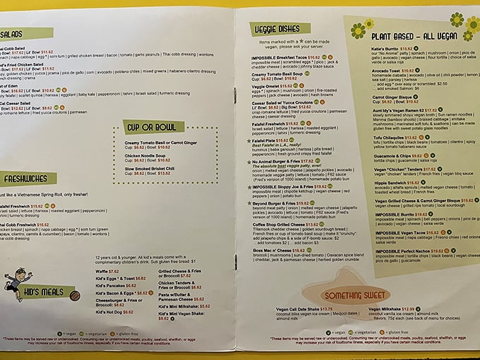 A menu that reads like a love letter to comfort food, with enough plant-based options to keep even your vegan cousin happy.