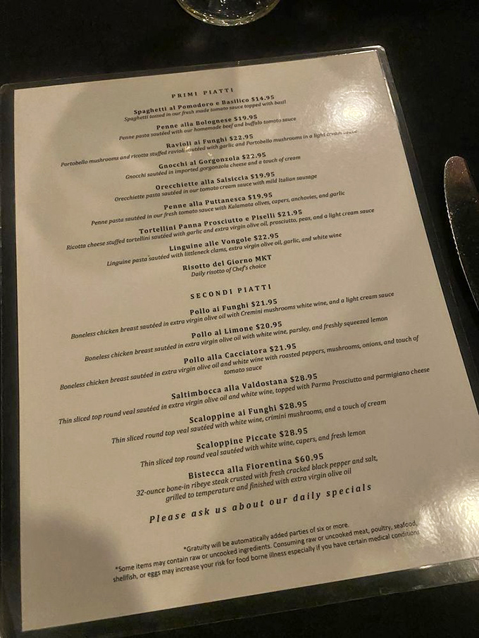 A menu that reads like poetry—each dish a promise that tonight, calories simply don't count.