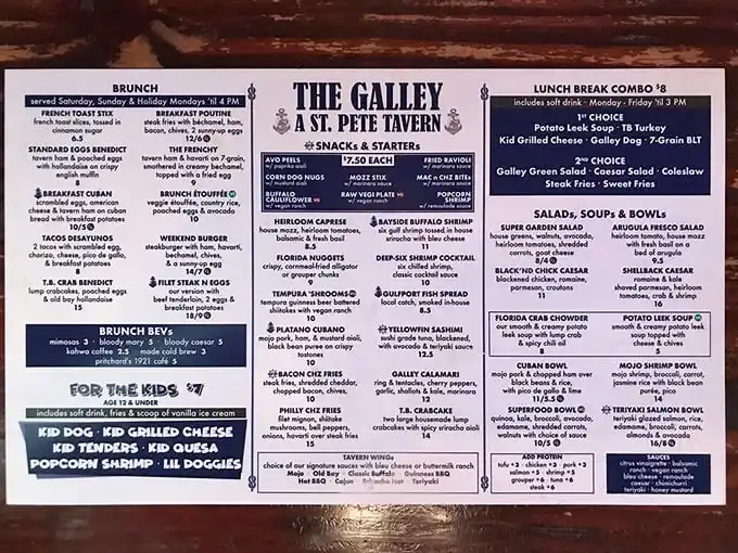 A menu that reads like a love letter to Florida's waters—good luck choosing just one thing!