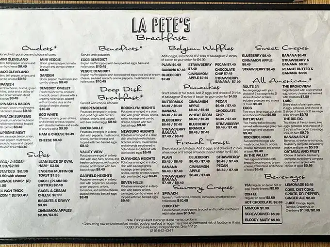 This menu isn't just a list of options—it's a roadmap to breakfast nirvana. Each section promises a different path to morning happiness.