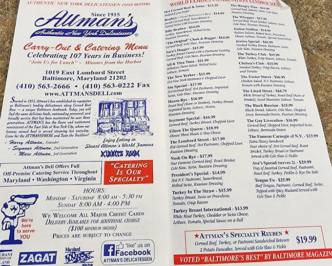 This menu isn't just a list of sandwiches—it's a roadmap to deli nirvana. Each name promises a different journey into flavor country.