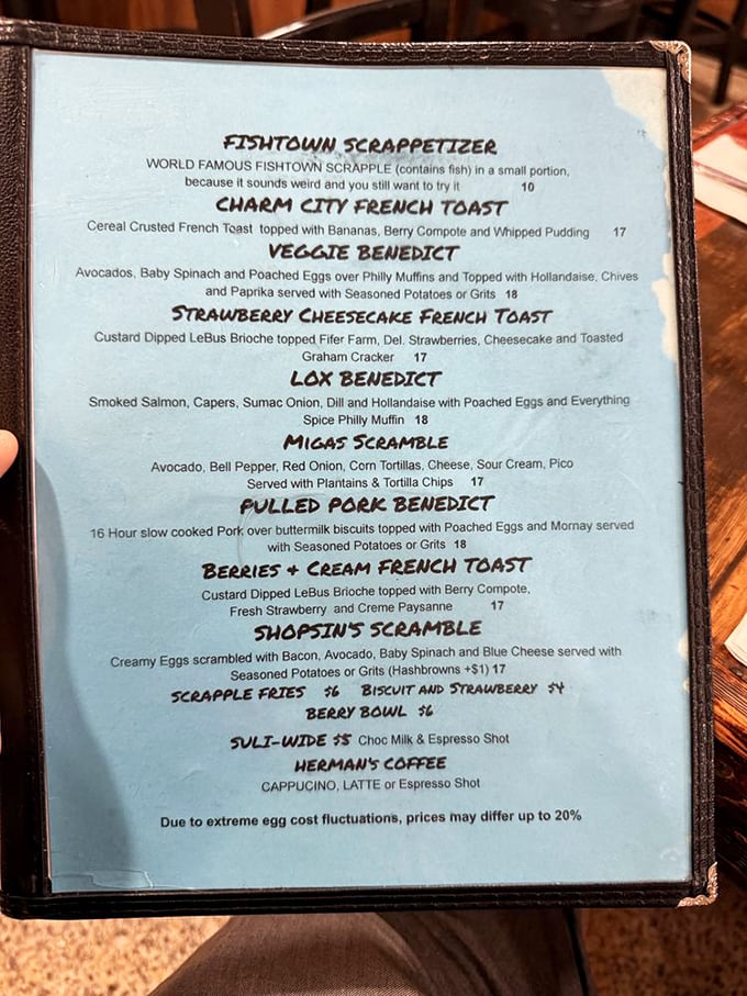 A menu that speaks the universal language of comfort food, with that "Fishtown Scrappetizer" practically daring you to expand your culinary horizons.