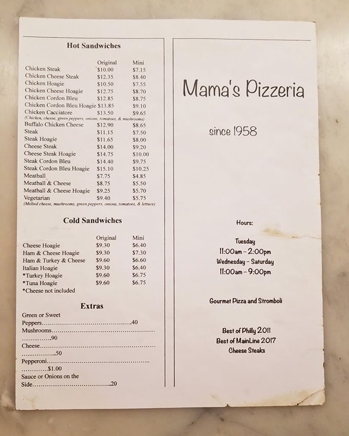 A menu that hasn't needed a redesign since the Beatles were together. When something works this well, why change it?