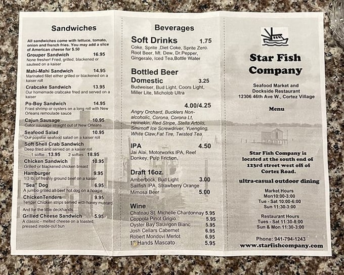 A menu that reads like poetry to seafood lovers. Simple choices, extraordinary results—exactly how seafood should be presented.