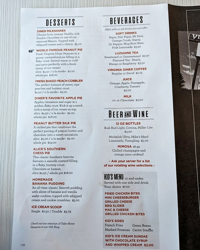 That dessert menu is the stuff of dreams – when "World Famous Peanut Pie" makes the headline, you know you're somewhere special.