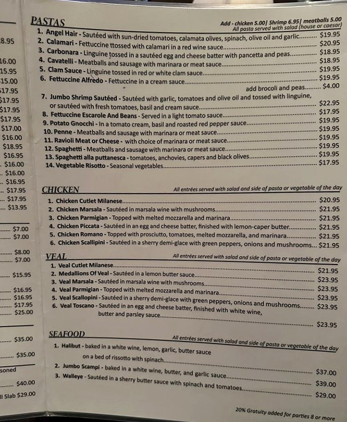The menu reads like a love letter to Italian cuisine—classics executed with precision and respect for tradition.
