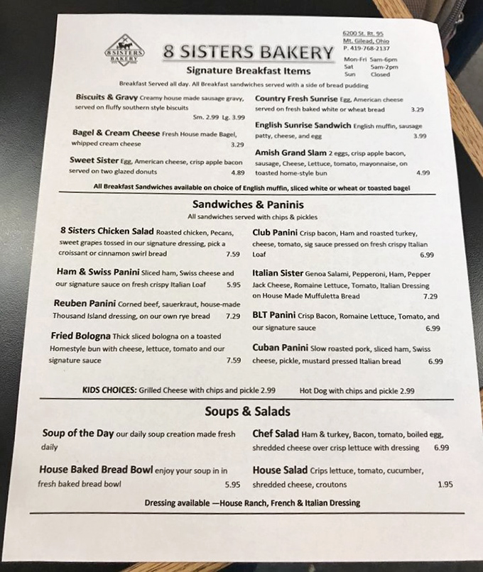 This menu isn't just a list of food—it's a roadmap to happiness. The Amish Grand Slam is calling your name!