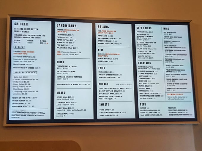 The menu board – a roadmap to happiness. Each item carefully curated, proving that sometimes the best restaurants don't need encyclopedic offerings.