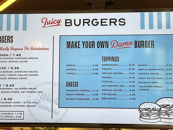 "Make Your Own Damn Burger"—finally, a menu that understands my relationship with indecision and speaks my language.