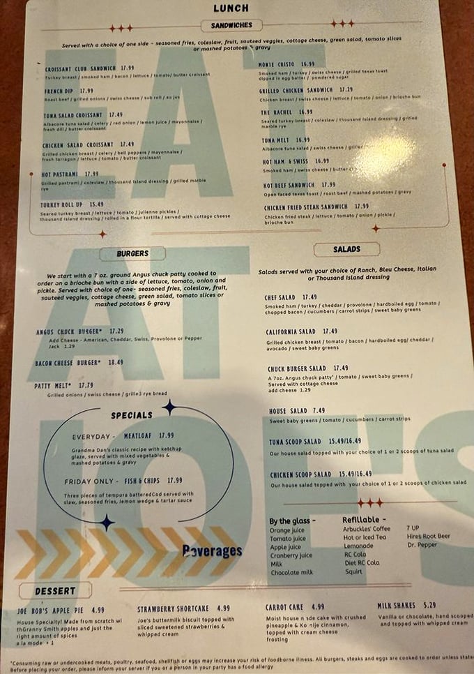 A menu that doesn't need fancy fonts or flowery descriptions—just straightforward promises of American classics done right.