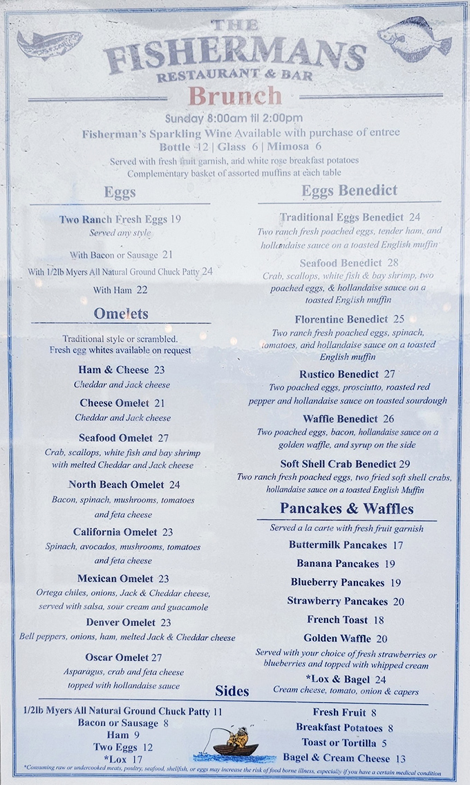 The brunch menu reads like a love letter to morning indulgence, where seafood Benedict reigns supreme and mimosas flow like the nearby tide.