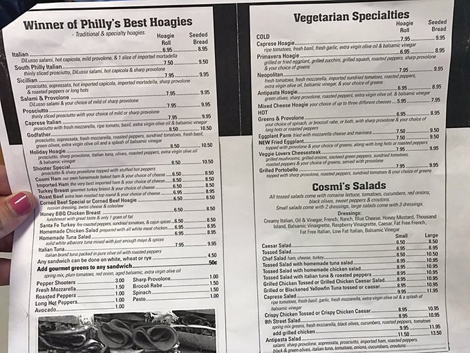 This menu isn't just a list—it's a roadmap to sandwich paradise with enough options to require multiple visits.