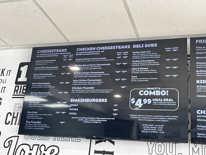 The menu board—a roadmap to happiness. No need for fancy fonts when what's listed makes your stomach applaud with anticipation.