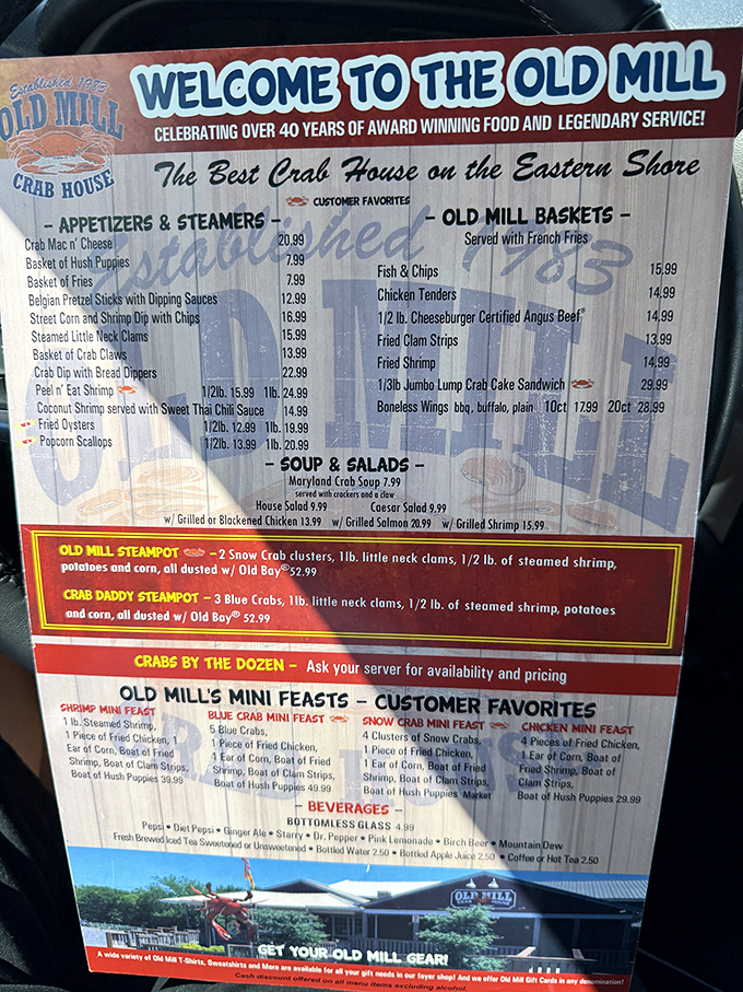 This menu isn't just a list—it's a treasure map to seafood nirvana. The "Crab Daddy Steampot" sounds like something I'd write into my will.