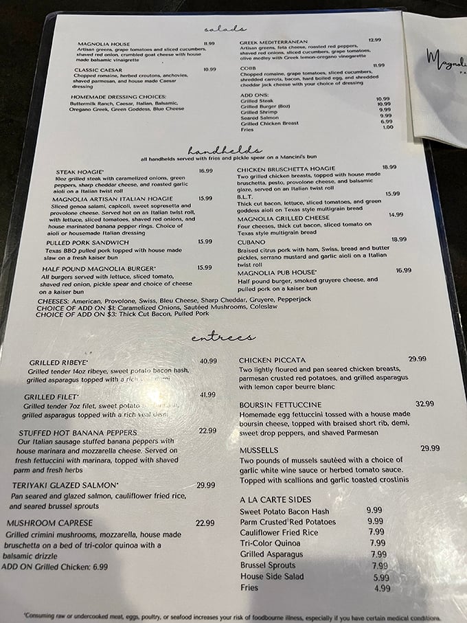 A menu that reads like a love letter to comfort food classics, each with enough creative twists to make your taste buds do a double-take.
