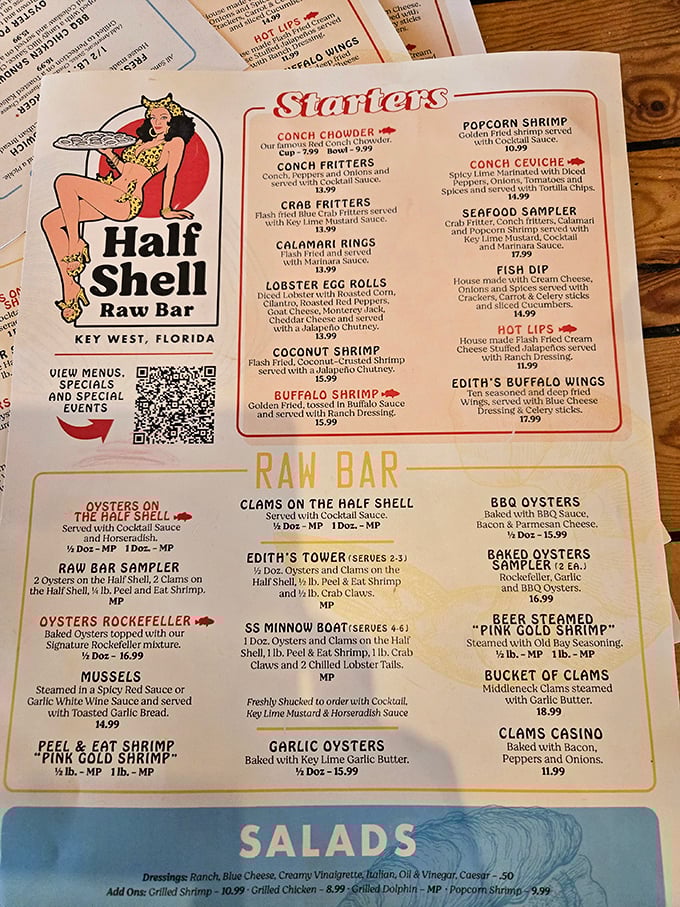 This menu isn't just a list of dishes—it's a treasure map to oceanic delights. The "Edith's Tower" sounds like something worth climbing!