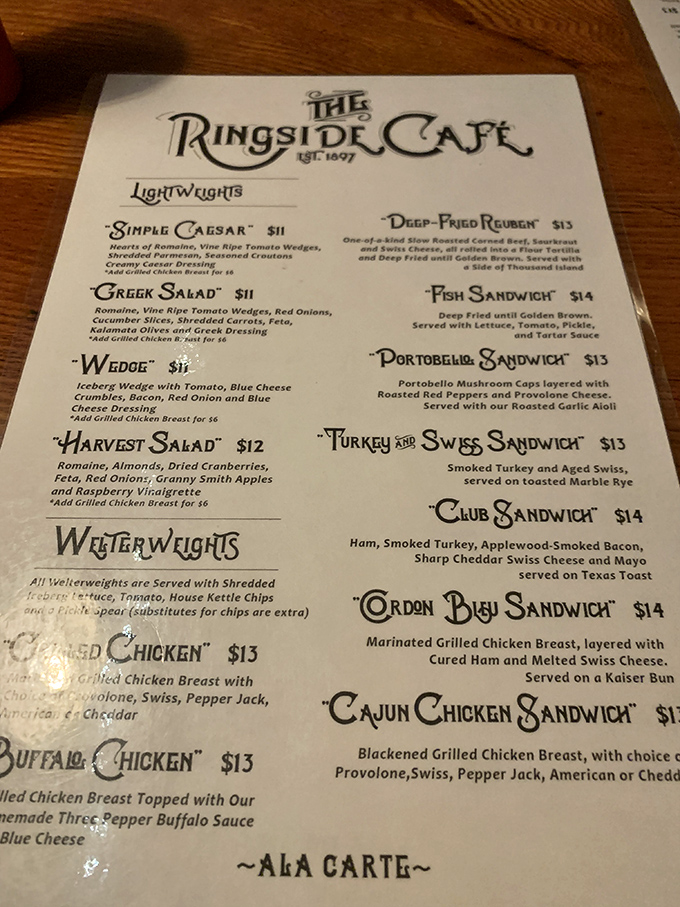 Boxing-inspired menu categories like "Lightweights" and "Welterweights" hint at the café's playful spirit, while classic American fare delivers a knockout punch of flavor.