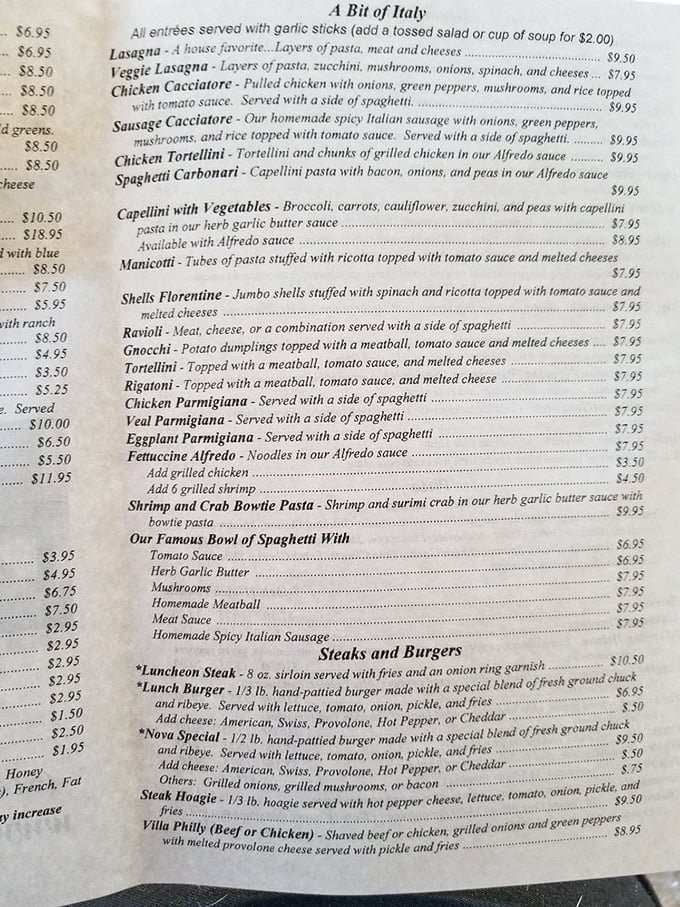 The menu reads like a love letter to Italian cuisine. Each dish promises comfort and satisfaction—the kind that makes you loosen your belt and regret nothing.