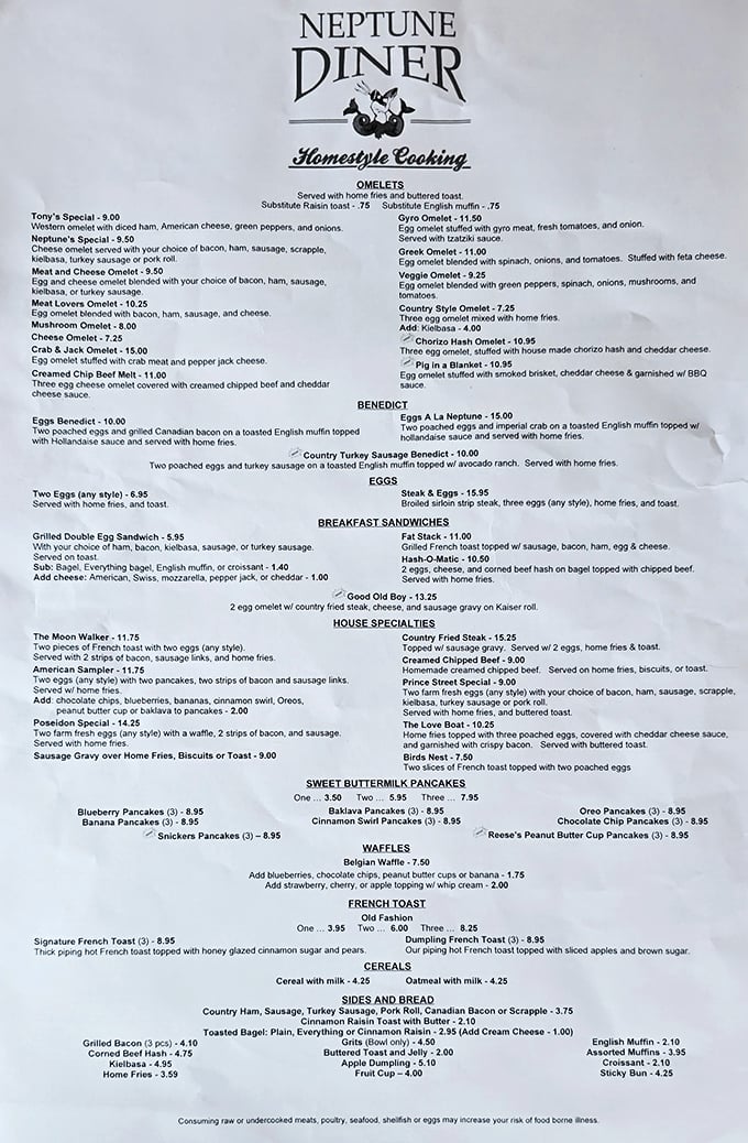 The menu at Neptune reads like a love letter to American classics—where breakfast reigns supreme and decisions become deliciously difficult.
