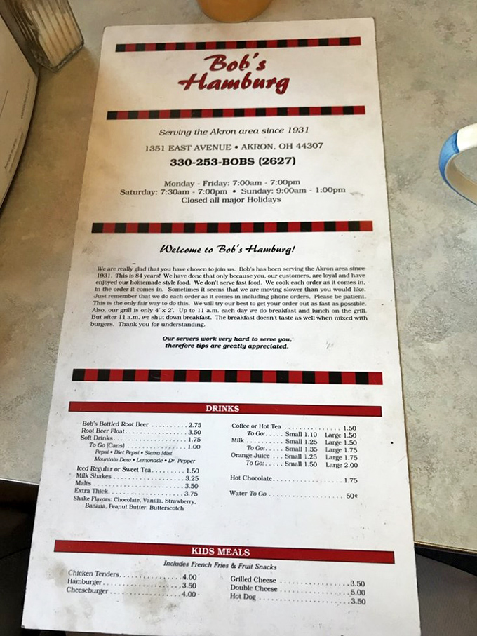 This menu isn't just a list of food – it's a historical document, preserving prices and promises from a simpler America.