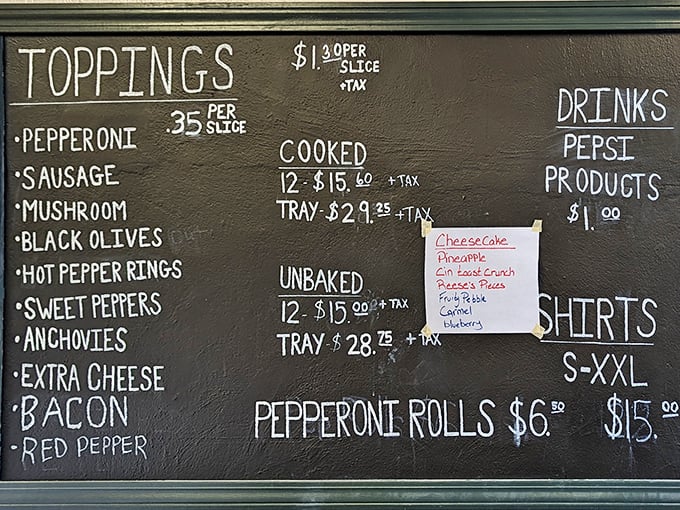 A chalkboard menu that hasn't changed in decades – the sign of a place that knows exactly what it's doing and sees no reason to mess with perfection.