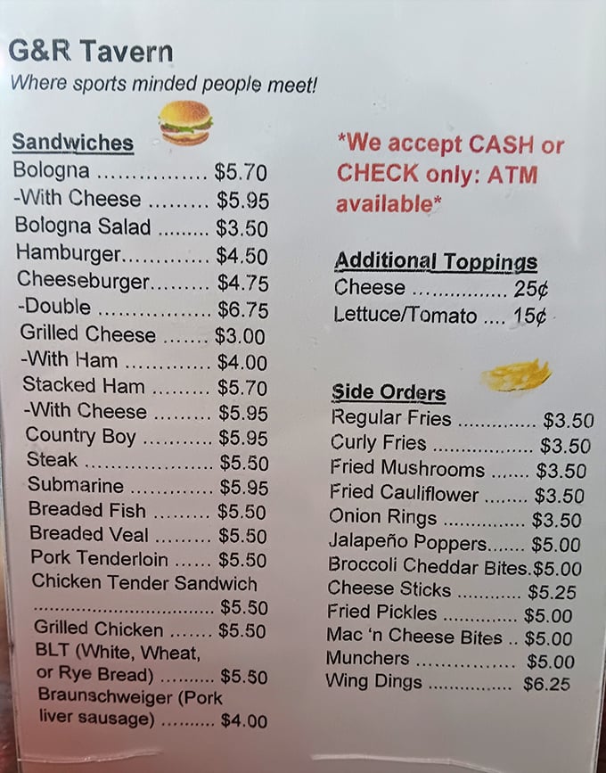 A menu that doesn't need fancy fonts or pretentious descriptions. When you've perfected bologna, why complicate things?