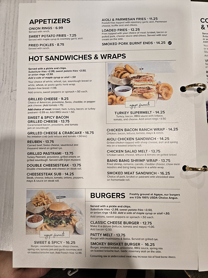 A menu that reads like a love letter to comfort food. The Reuben's siren call is impossible to resist.