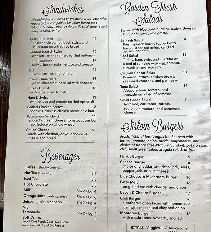 A menu that reads like comfort food poetry. No molecular gastronomy or deconstructed anything—just honest breakfast classics done right.