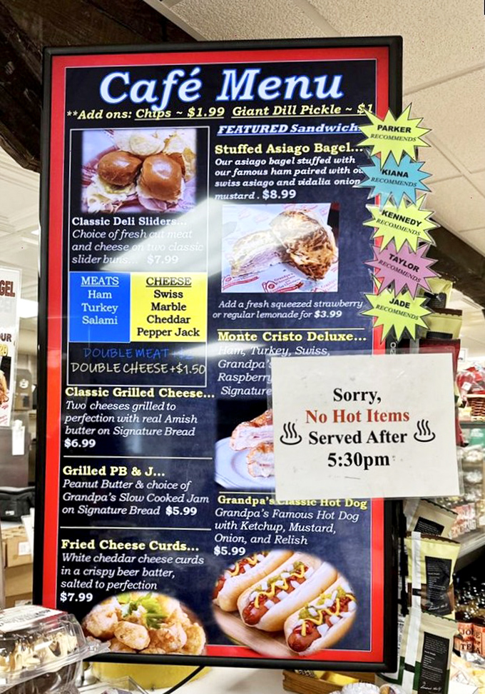 This menu isn't just food—it's a roadmap to happiness. The Grilled PB&J with slow-cooked jam might just ruin you for all other sandwiches.