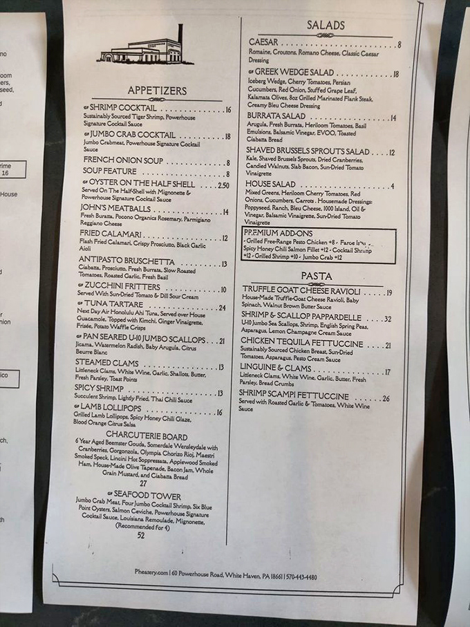 A menu that reads like a love letter to seafood lovers, with pasta and salads playing worthy supporting roles.