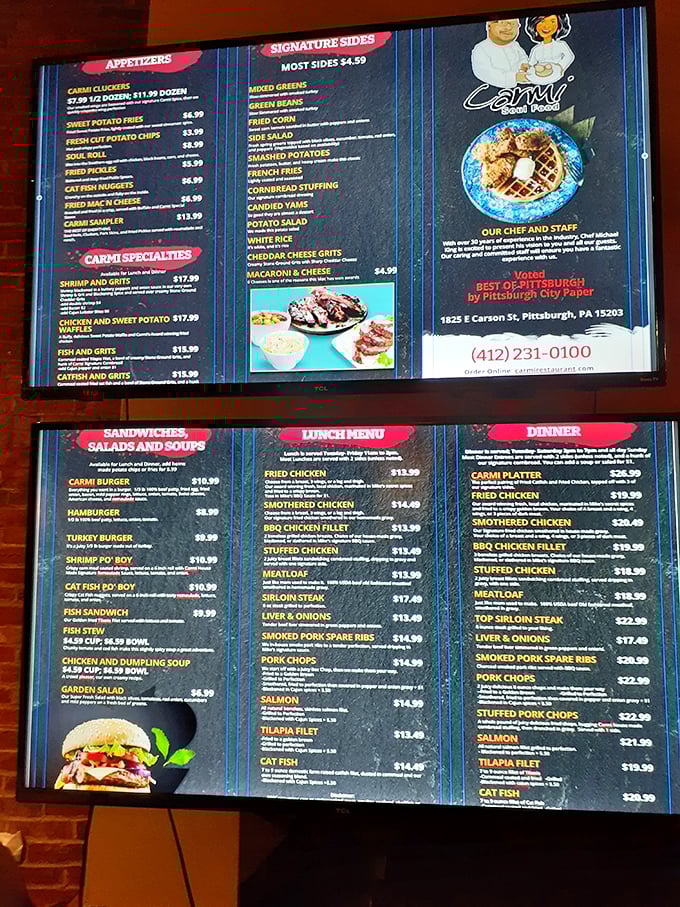 This menu isn't just a list of dishes—it's a roadmap to happiness. Each section promises a different kind of comfort.