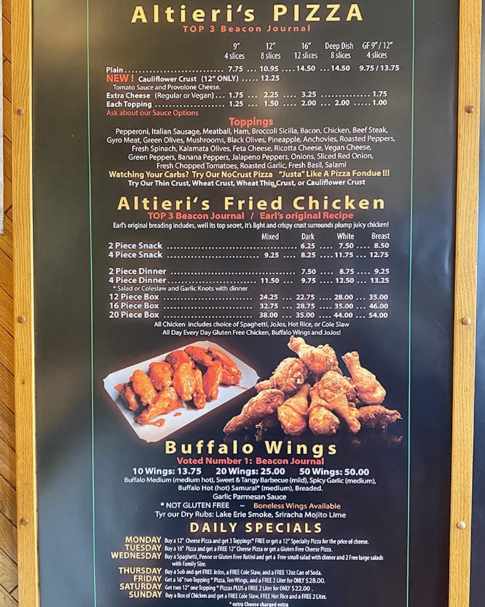 This menu isn't just a list of options—it's a roadmap to happiness with "Top 3" bragging rights proudly displayed.